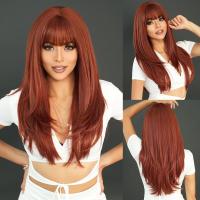 China Fashion Long Body Wave Hair Auburn Synthetic Wig 26 Inch for Women for sale