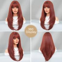 China Fashion Long Body Wave Hair Auburn Synthetic Wig 26 Inch for Women for sale