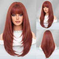 China Fashion Long Body Wave Hair Auburn Synthetic Wig 26 Inch for Women for sale
