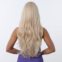 China Blonde Body Wave Synthetic Wig 28 Inch Long Hair Women Heat Resistant for sale
