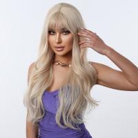 China Blonde Body Wave Synthetic Wig 28 Inch Long Hair Women Heat Resistant for sale
