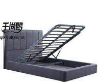 China Moderrn Design  Gray Soft Modern Platform Bed King Size Velvet Furniture with Storage Waterproof for sale