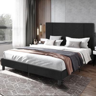 China Strong Wood Slat Support Upholstered Bed Frame Queen Size Easy Assembly for sale