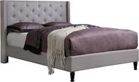 China Modern Plywood Upholstered Storage Platform Bed Full / Queen / King Size Grey Linen Fabric for sale