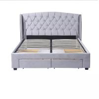 China European Design Bedroom Furniture Upholstered Bed With Storage Drawers for sale