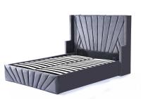China Queen Size Gray Velvet Upholstered Storage Platform Bed Tufted for sale