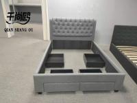 China Extra Large Cotton Upholstered Bed With Drawers Simple Customized for sale