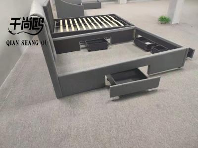 China Extra Large Cotton Upholstered Bed With Drawers Simple Customized for sale