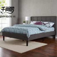 China Button Soft Platform Bed Queen King Leather Upholstered Bed Frame for sale
