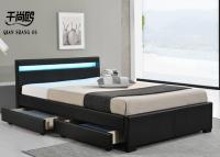 China Black King Size Upholstered Bed With Drawers Soft European Style for sale