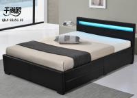 China Black King Size Upholstered Bed With Drawers Soft European Style for sale