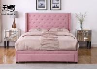 China Pink Princess Upholstered Bed With Drawers Size Customizable for sale