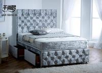 China European Double Velvet Storage Bed , Velvet Double Bed With Drawers for sale