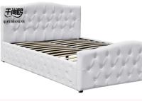 China Button-tufted velvet fabric curve headboard cushioned gas lift platform storage bed for sale