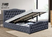 China Button-tufted velvet fabric curve headboard cushioned gas lift platform storage bed for sale