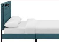 China Ocean Blue Factory Velvet Upholstered Tufted King Platform Bed for sale