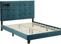 China Ocean Blue Factory Velvet Upholstered Tufted King Platform Bed for sale