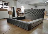 China Luxury bedroom furniture modern design soft bed high headboard velvet king size bed for sale