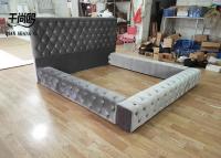 China Luxury bedroom furniture modern design soft bed high headboard velvet king size bed for sale