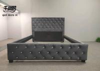 China Queen Crystal Tufted Upholstered Platform Green Velvet Bed for sale