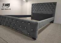 China Queen Crystal Tufted Upholstered Platform Green Velvet Bed for sale