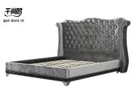 China Grey color high bedside king double size furniture tufted upholstered bed for sale