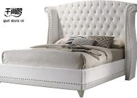 China Grey color high bedside king double size furniture tufted upholstered bed for sale