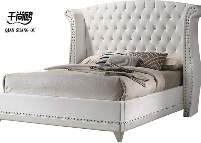 China Grey color high bedside king double size furniture tufted upholstered bed for sale