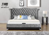 China Grey color high bedside king double size furniture tufted upholstered bed for sale