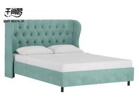 China Linen Platform Tufted Bed Bedroom Furniture Wooden Bed for Apartment for sale