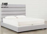 China Black Legs Gray Tufted Platform Bed , Apartment Leather Floor Bed for sale