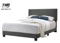 China Home Furnishing Fabric Simple Design Full Size Wooden Bed Frame Upholstered Queen Double Bed for sale