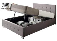 China Storage upholstered linen fabric bed queen size bedroom furniture soft bed modern for sale