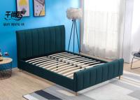 China High Headboard Green Upholstered Bed Frame 4ft European style for sale