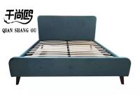 China Grey Linen Fabric Upholstered Platform Bed Queen Size for Apartment for sale