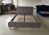 China Grey Linen Fabric Upholstered Platform Bed Queen Size for Apartment for sale