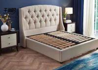China Customized Linen Upholstered Bed , Luxury Fabric Beds 183*203cm with headboard for sale