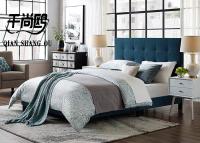 China Compact Soft Platform Bed / White Fabric Upholstered Bed King Size Queen Size for sale