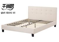 China Compact Soft Platform Bed / White Fabric Upholstered Bed King Size Queen Size for sale