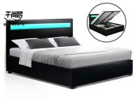 China Custom Modern LED Upholstered Bed With Lights 160*200cm for sale