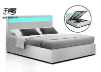 China Custom Modern LED Upholstered Bed With Lights 160*200cm for sale