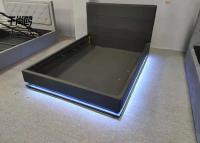 China 140*200cm White Leather Double Bed Frame customized With LED Lights for sale