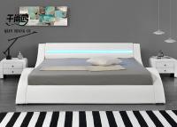 China Reading Light LED Upholstered Bed / Soft Leather LED Double Bed for sale