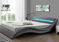 China Reading Light LED Upholstered Bed / Soft Leather LED Double Bed for sale