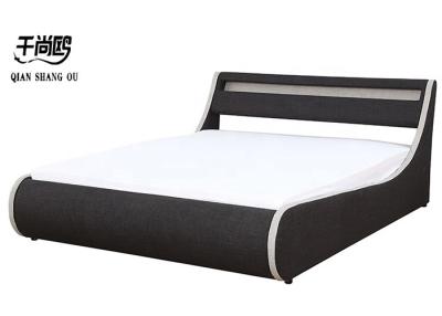 China Modern furniture high quality luxury large size led light leather bed for sale