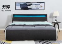 China Modern furniture high quality luxury large size led light leather bed for sale
