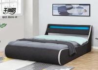 China Modern furniture high quality luxury large size led light leather bed for sale