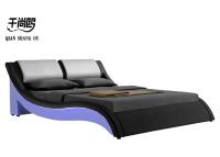 China Apartment LED Upholstered Bed Shine Crystal Buckle Leather Bed for sale