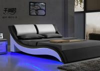 China Apartment LED Upholstered Bed Shine Crystal Buckle Leather Bed for sale