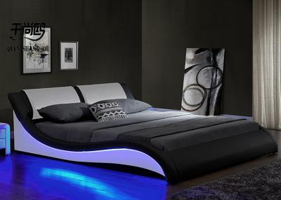 China Apartment LED Upholstered Bed Shine Crystal Buckle Leather Bed for sale